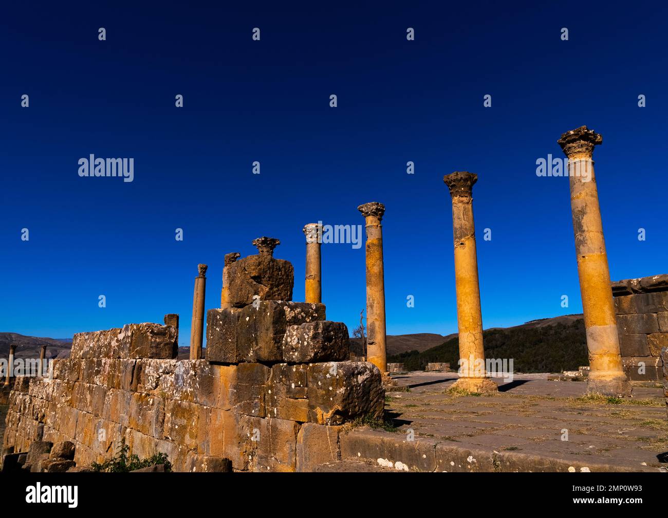 Columns in the Roman ruins, North Africa, Djemila, Algeria Stock Photo ...