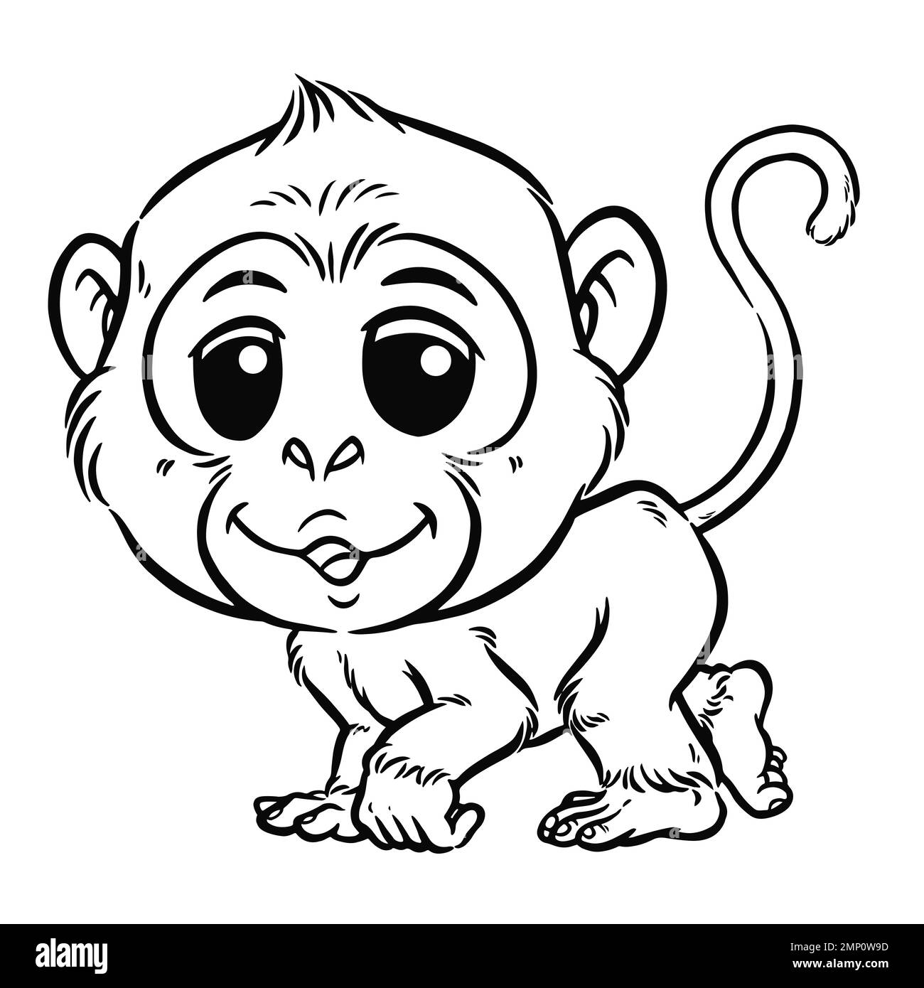 Vector illustration of cartoon monkey - Coloring book for kids Stock ...
