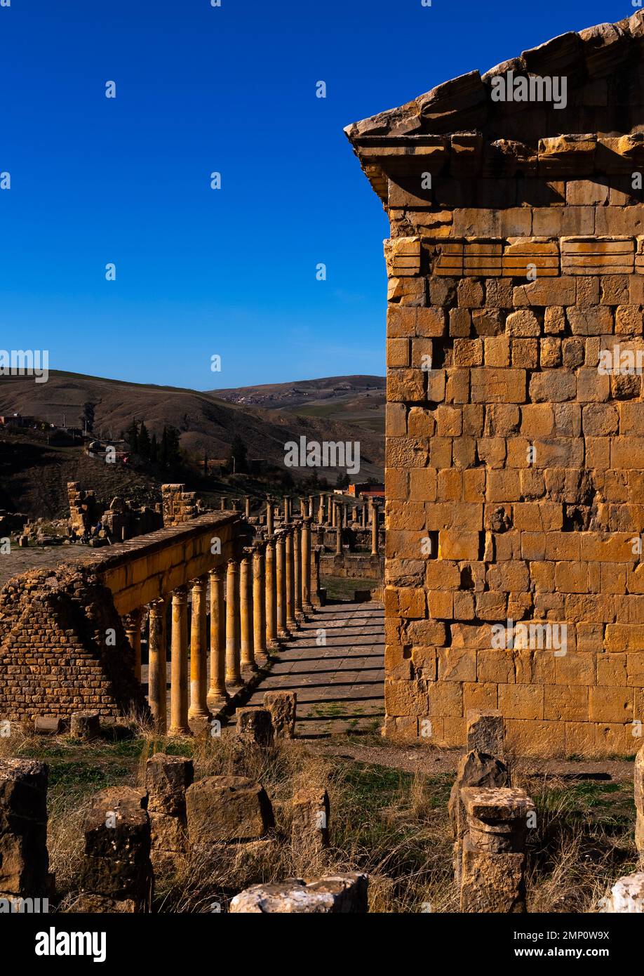 The Severian Temple in the Roman ruins, North Africa, Djemila, Algeria ...