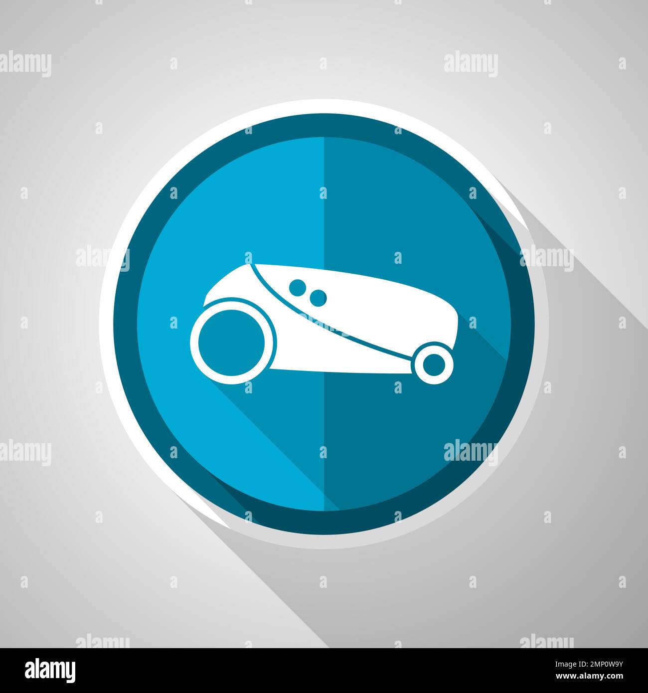 Robot, automatic grass mower symbol, flat design vector blue icon with ...