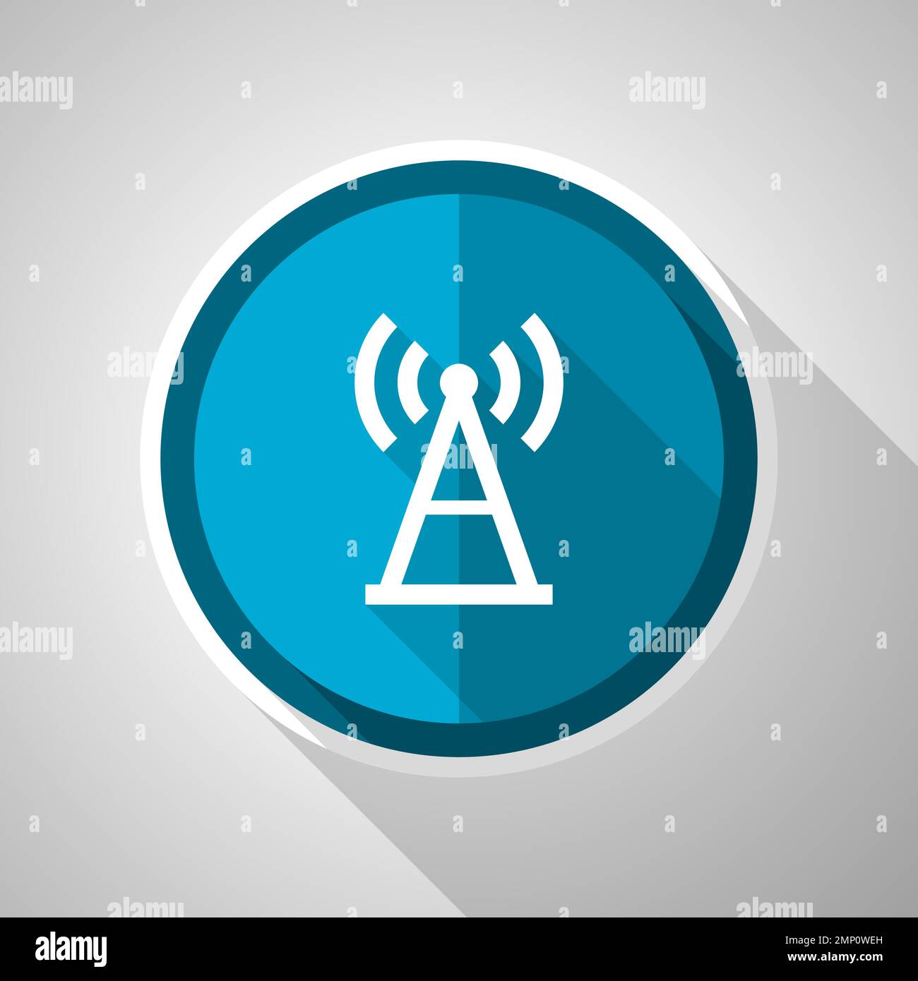 Antenna, signal symbol, flat design vector blue icon with long shadow ...