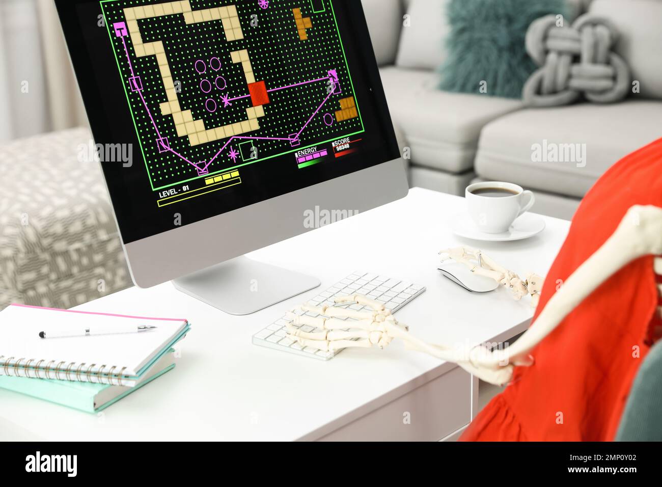 Human skeleton playing game at home, closeup Stock Photo - Alamy