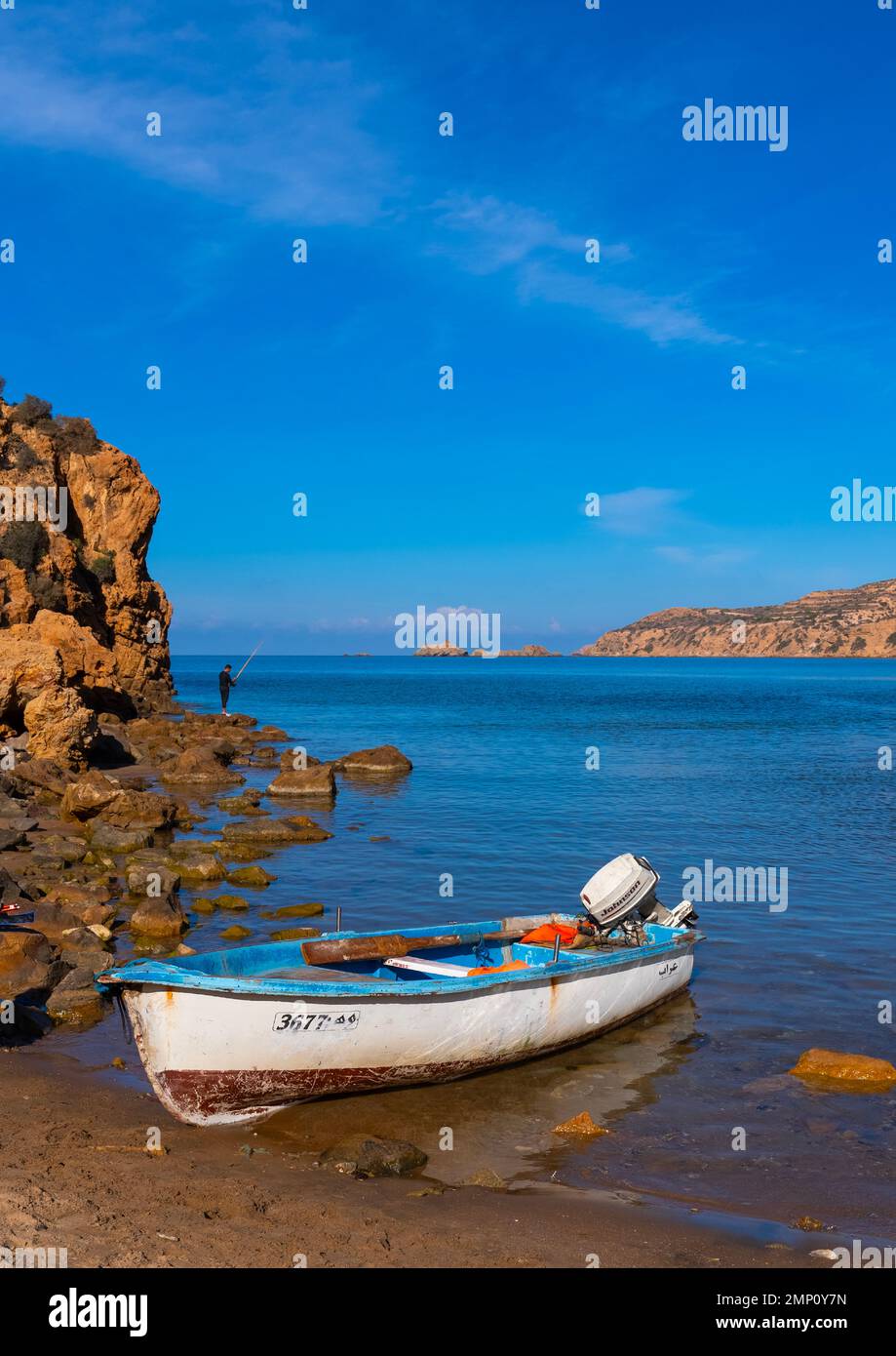 Boat on Madagh beach, North Africa, Oran, Algeria Stock Photo - Alamy