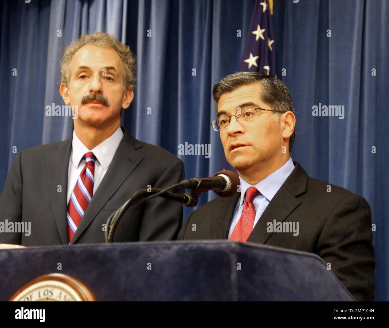 California Attorney General Xavier Becerra, right, is backed by Los ...
