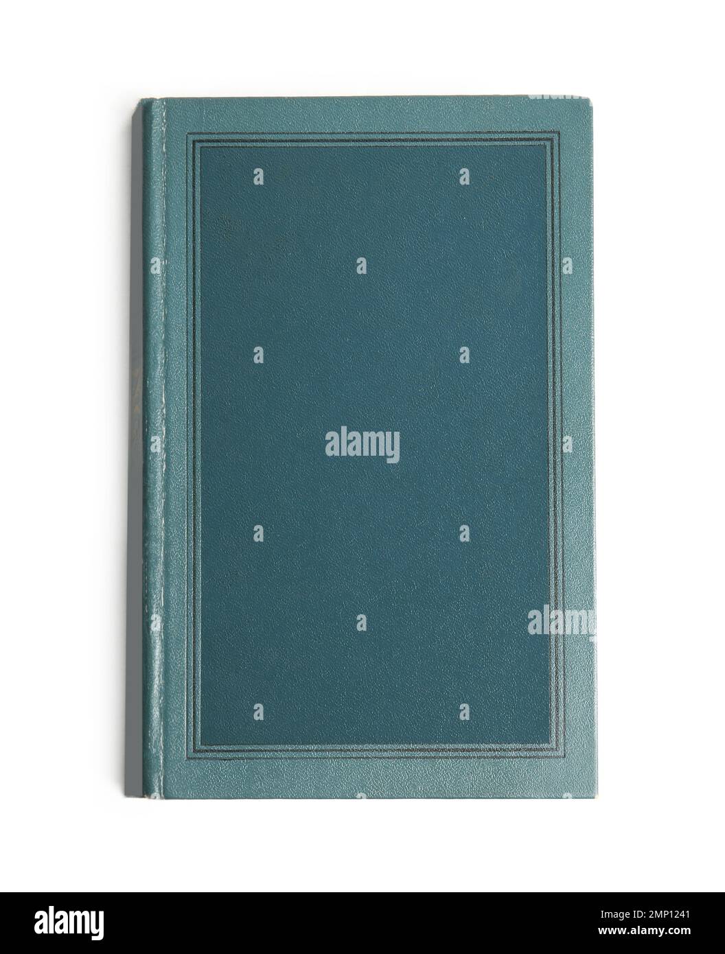Old book with vintage light blue cover isolated on white, top view ...