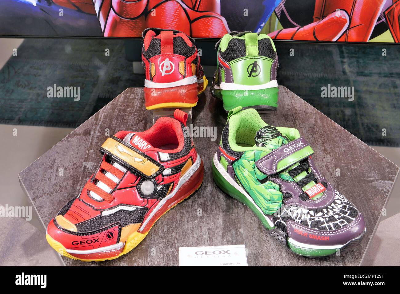 CHILDREN'S SHOES ON DISPLAY AT GEOX FASHION BOUTIQUE Stock Photo - Alamy