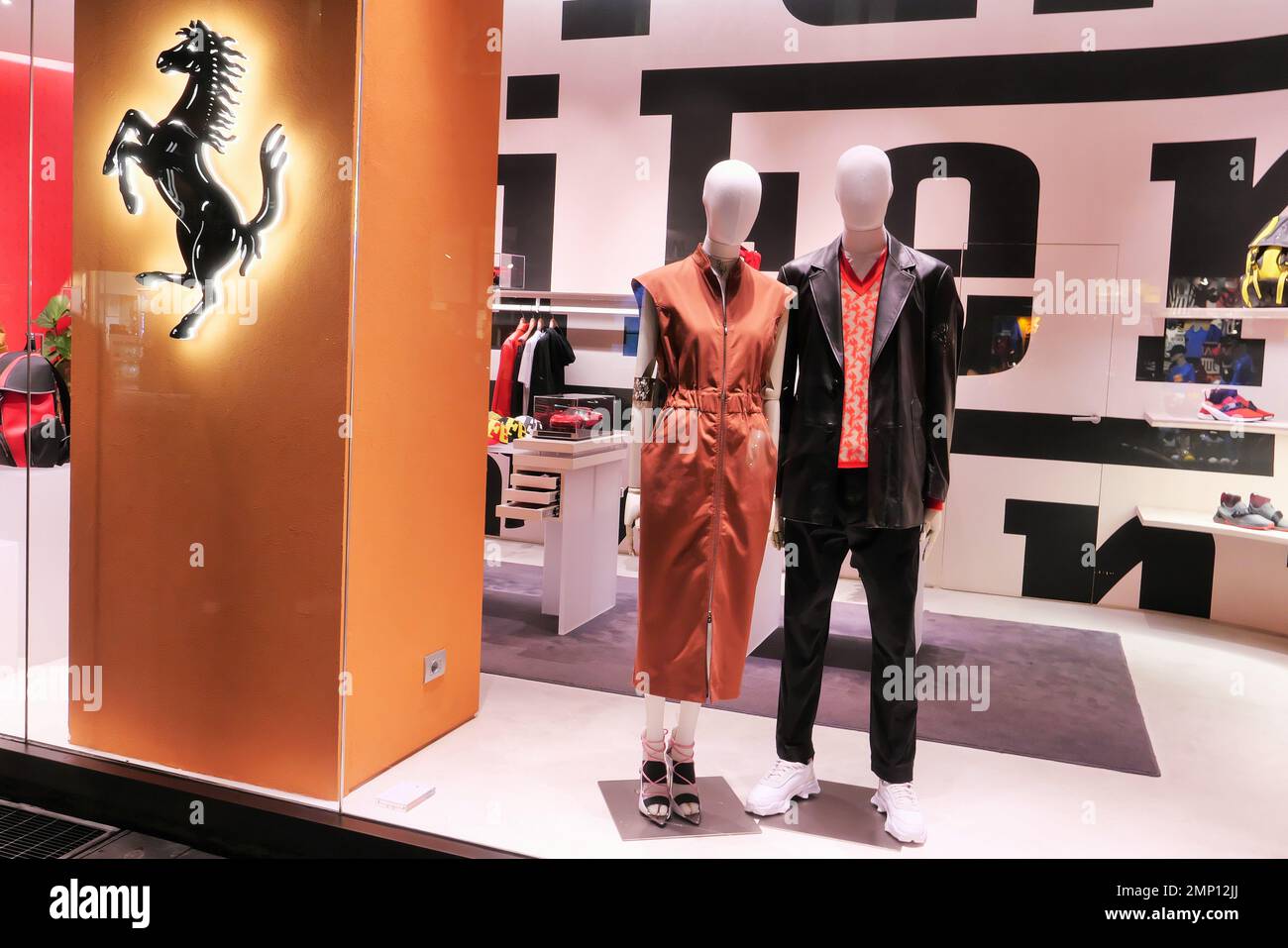 A TRENDY SHOWCASE OF FERRARI FASHION BOUTIQUE Stock Photo - Alamy