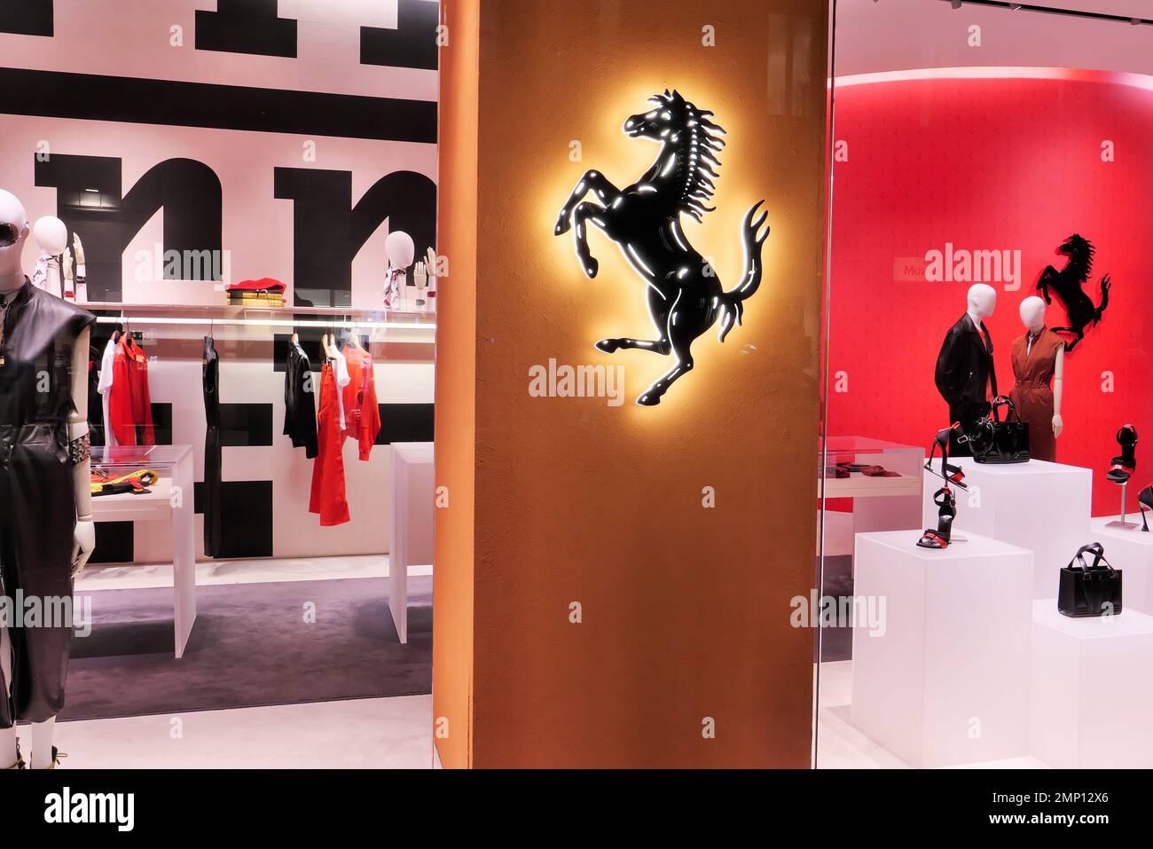 A TRENDY SHOWCASE OF FERRARI FASHION BOUTIQUE Stock Photo - Alamy