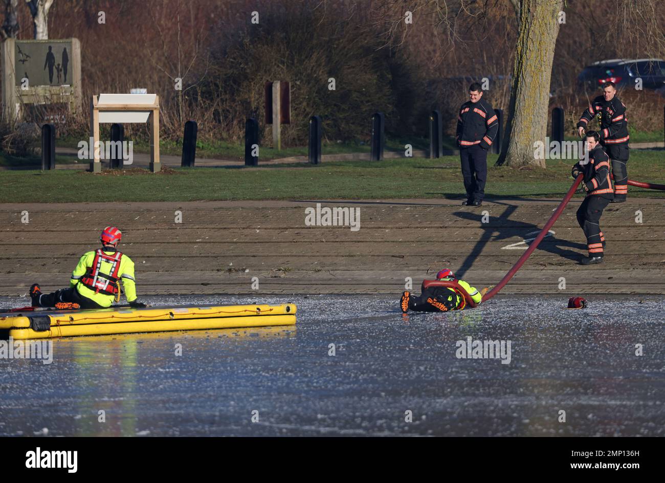 Fire and rescue crews from Stanground and Dogsthorpe White Watch carry ...