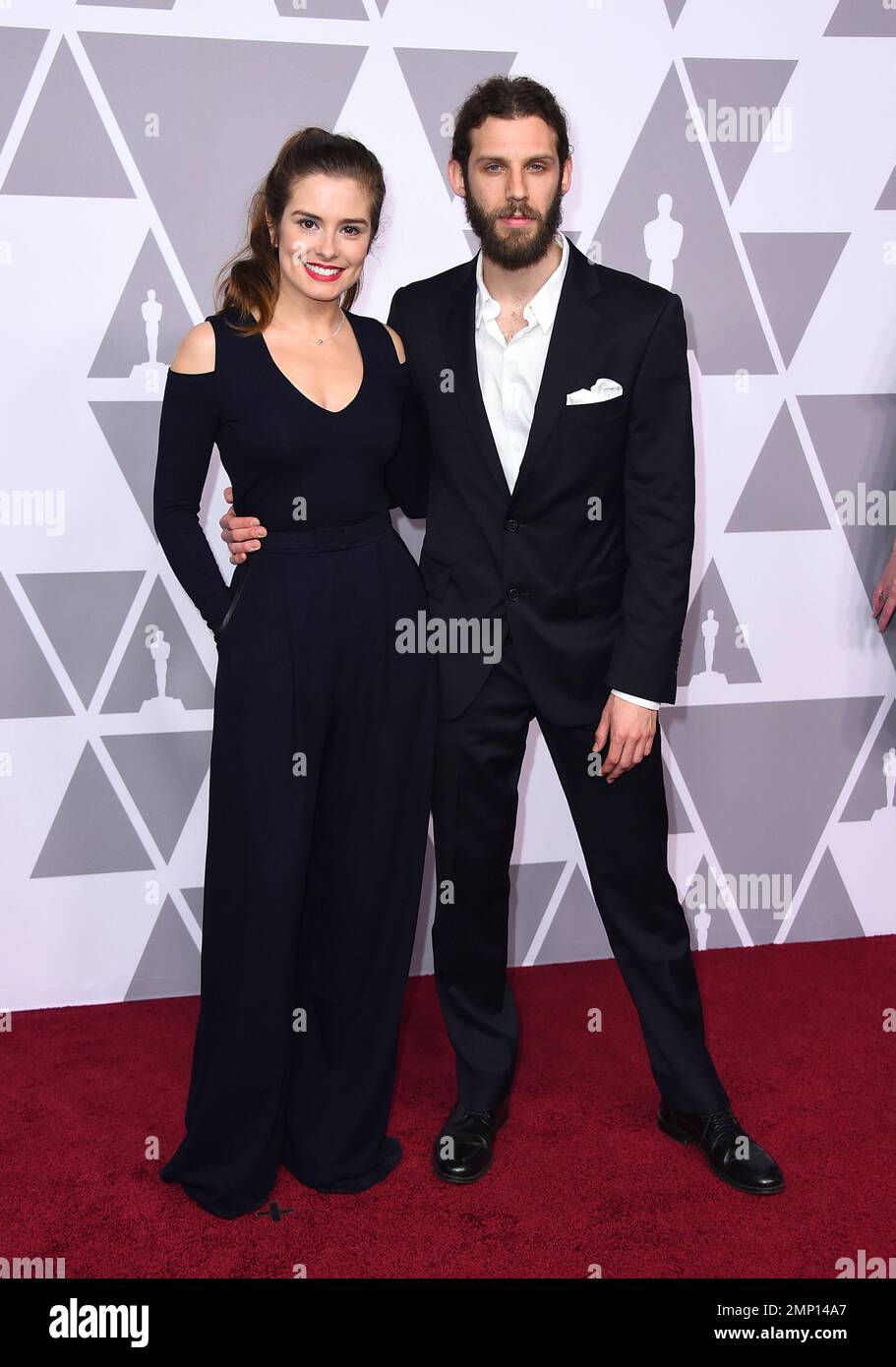 Rachel Shenton, left, and Chris Overton arrive at the 90th Academy ...