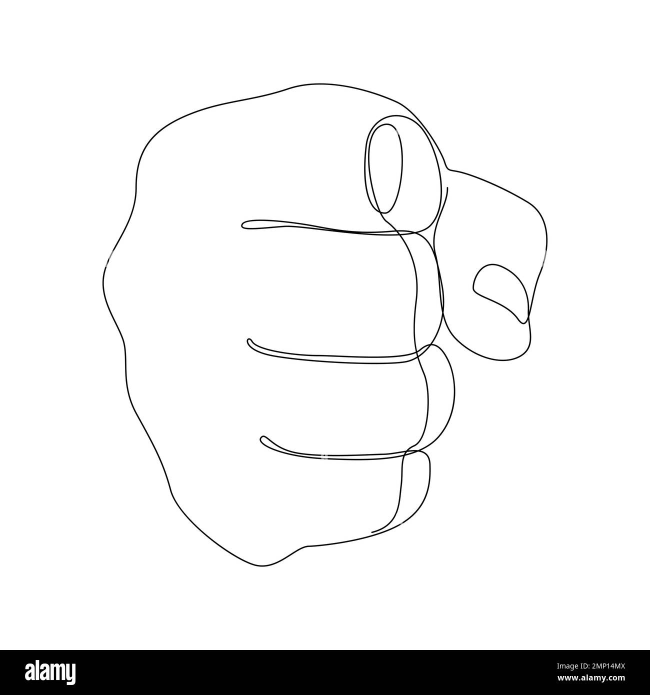One Continuous Line Of Clenched Fist Thin Line Illustration Vector Concept Contour Drawing