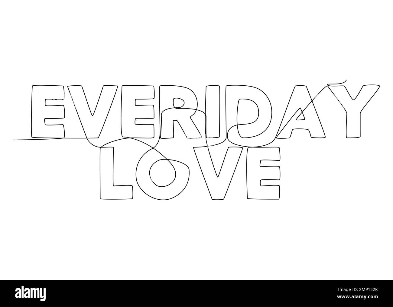 One Continuous Line Of Everyday Love Word Thin Line Illustration Vector Concept Contour
