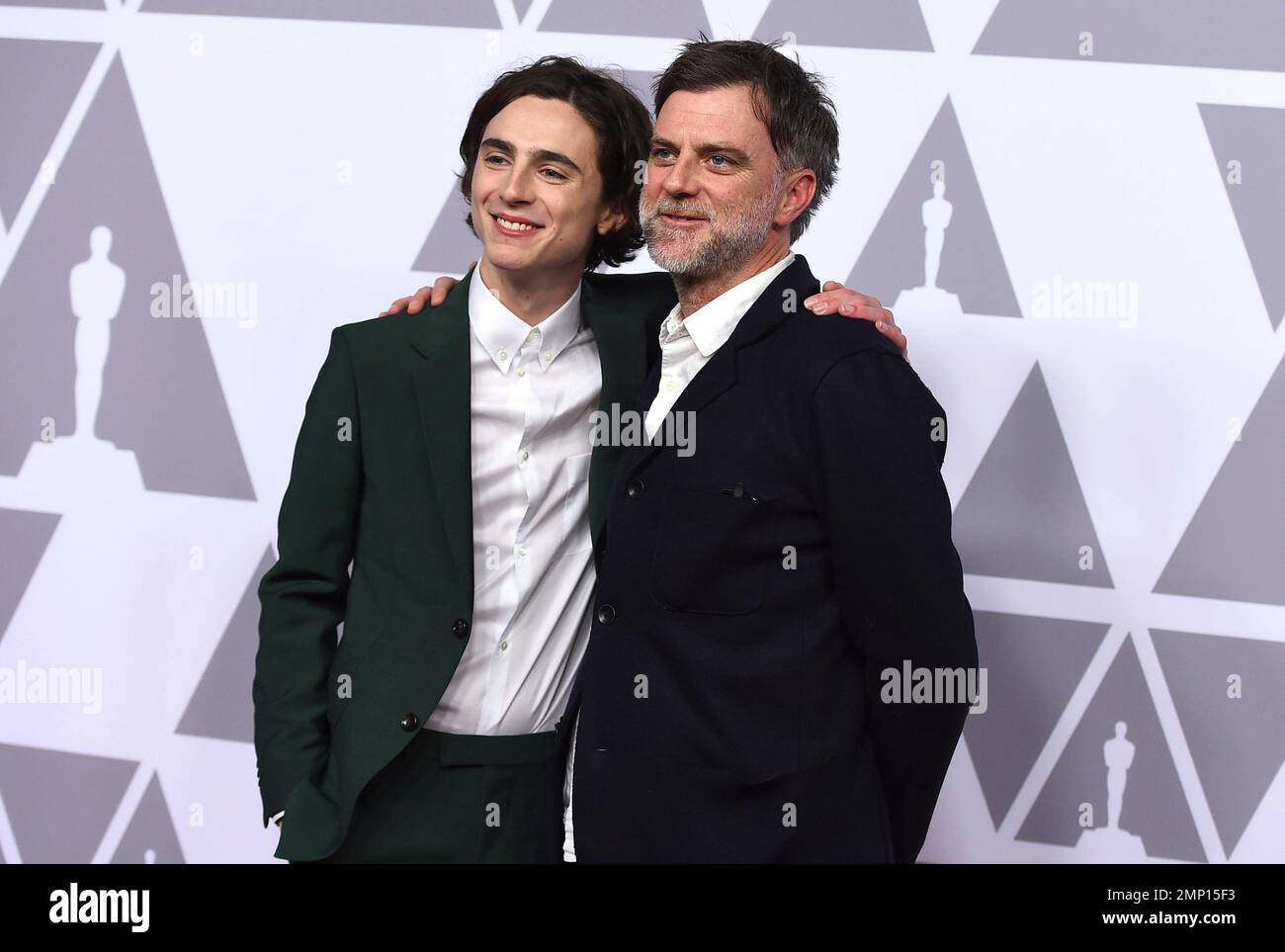 Timothee Chalamet, left, and Paul Thomas Anderson arrive at the 90th ...