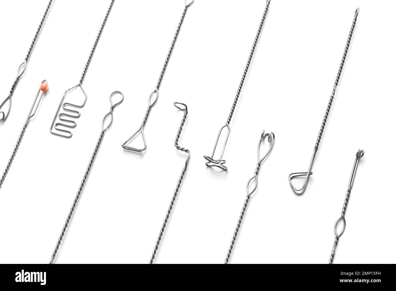 Set of logopedic probes on white background. Speech therapist's tools ...