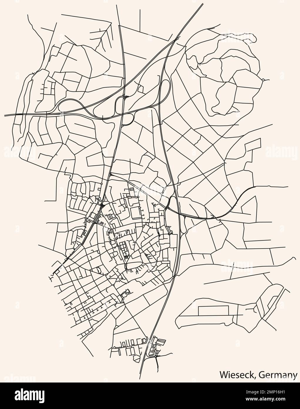 Street roads map of the WIESECK DISTRICT, GIESSEN Stock Vector Image ...