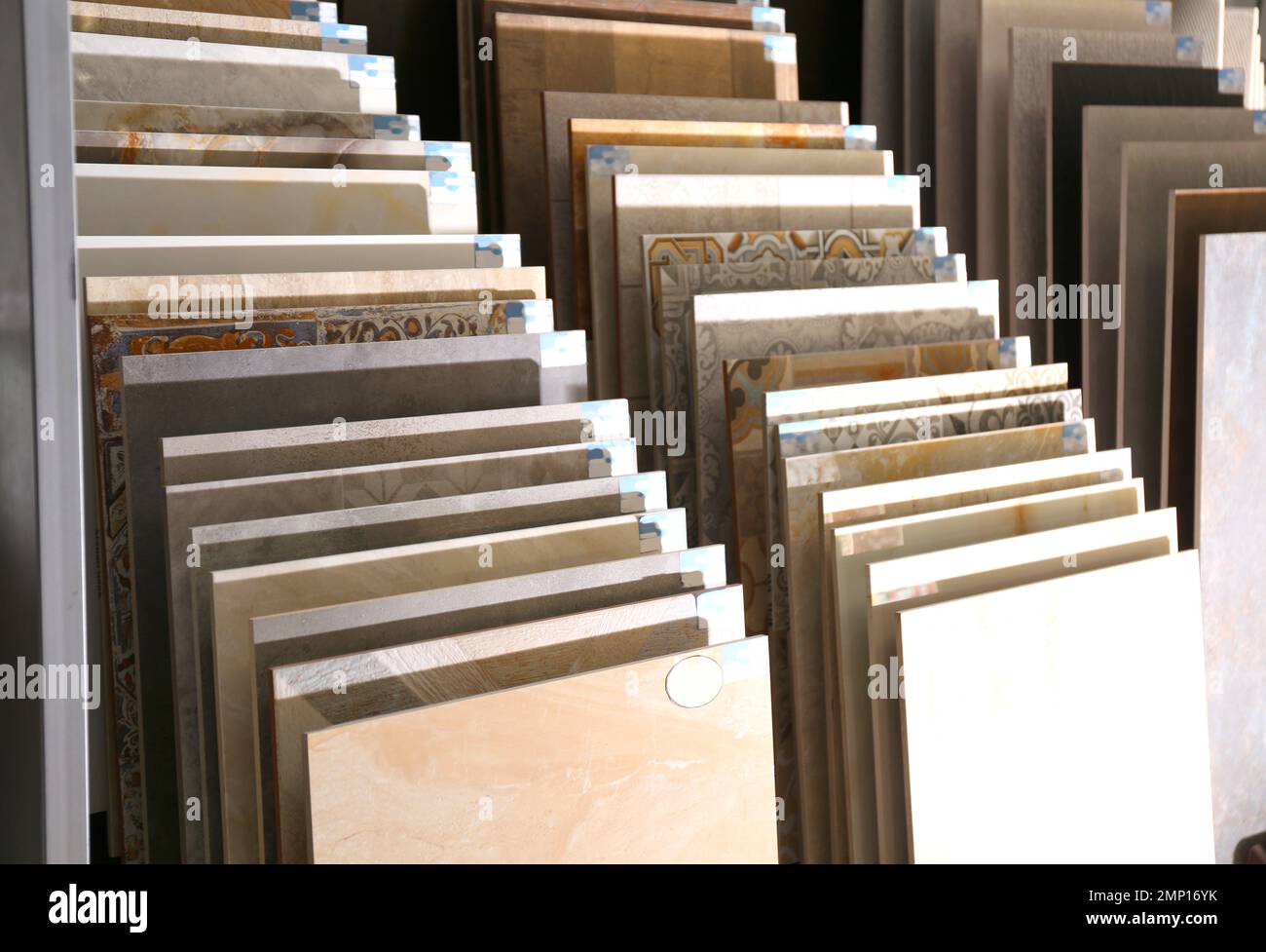 Various ceramic tile samples in store. Total wholesale Stock Photo - Alamy