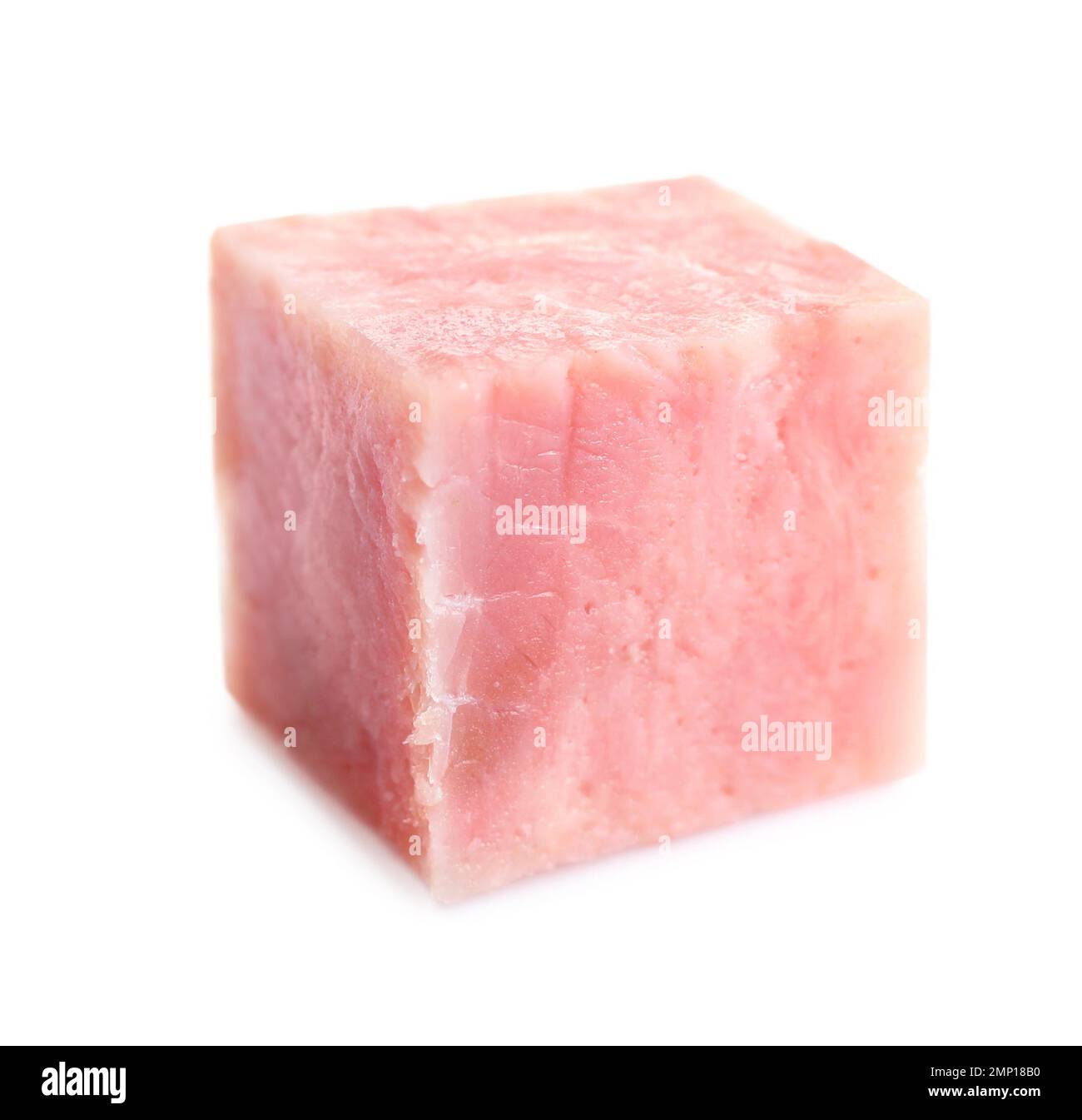 Cube of tasty fresh ham isolated on white Stock Photo - Alamy