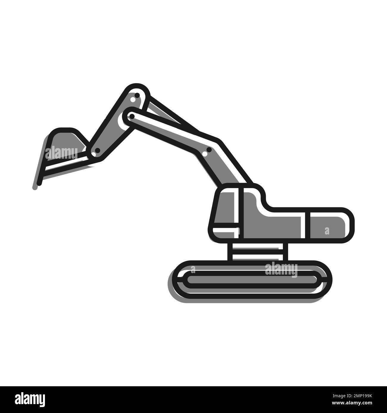 Linear filled with gray color icon. Heavy Excavator Machine For ...