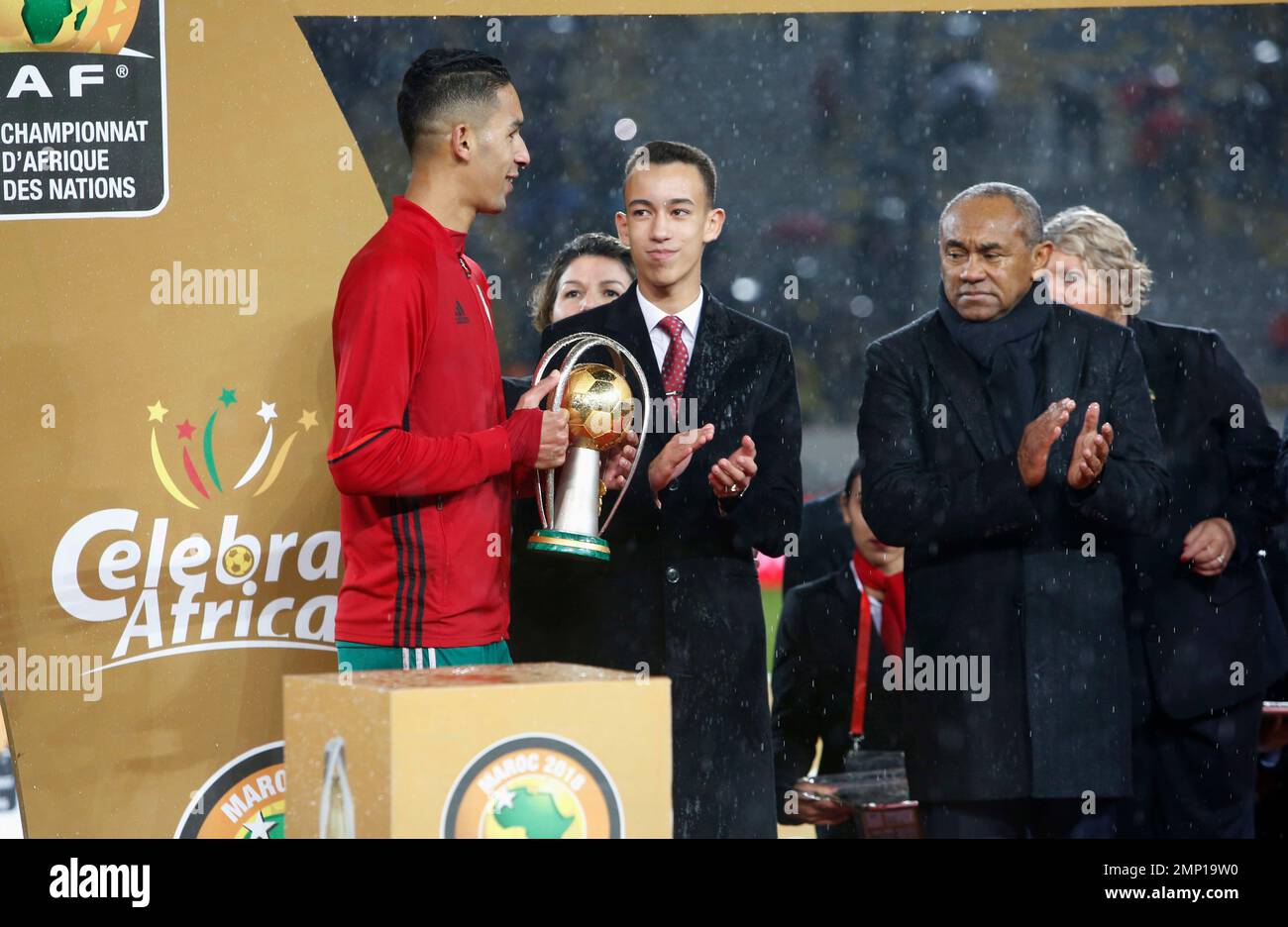 Morocco's player Badr Benoun holds up the African Nations Championship ...