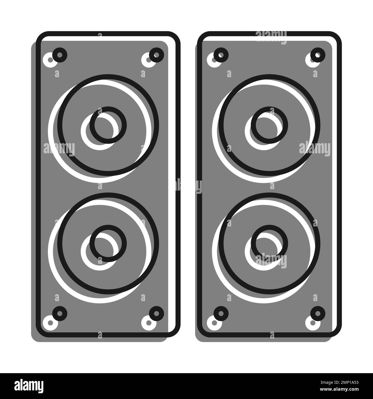 Linear filled with gray color icon. Musical Speakers For Playing Music. Disco Equipment. Simple ...
