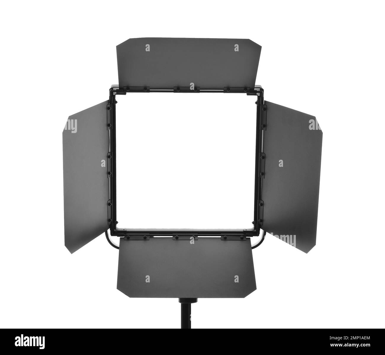 Professional lighting equipment for video production isolated on white ...
