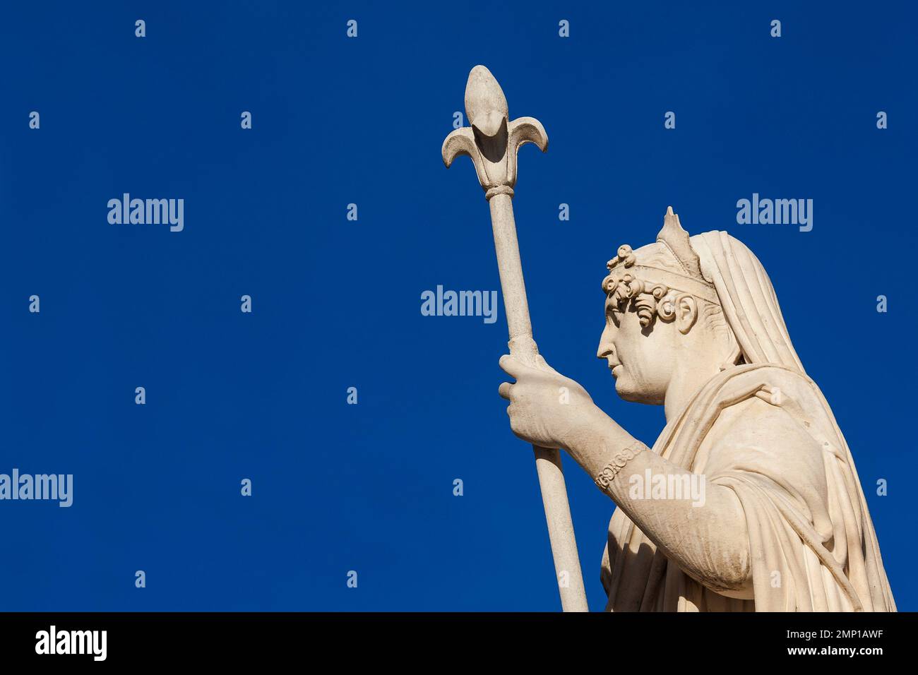 Maria Luisa Duchess of Lucca marble statue with lily scepter symbol of ...