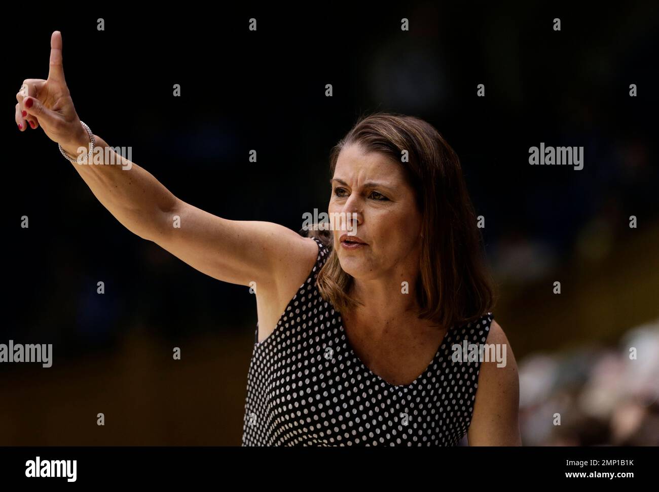 Duke head coach Joanne P. McCallie reacts during the first half of an ...