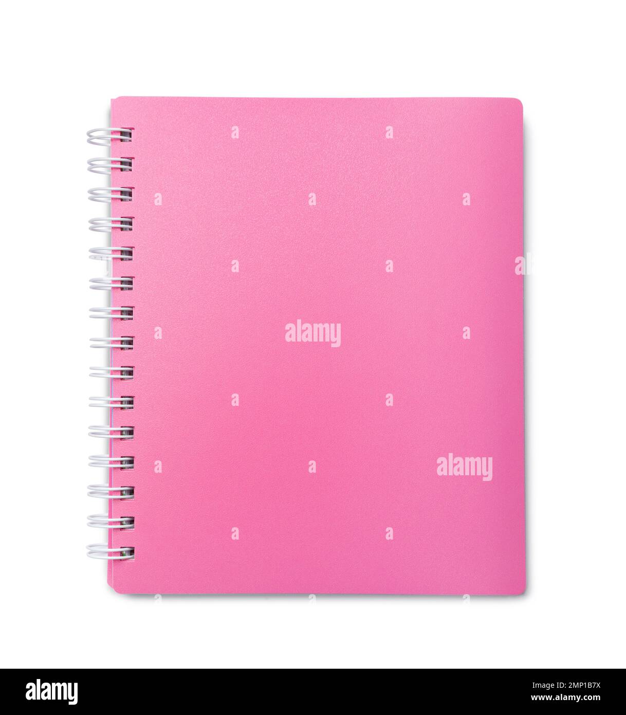 Stylish pink notebook isolated on white, top view Stock Photo - Alamy