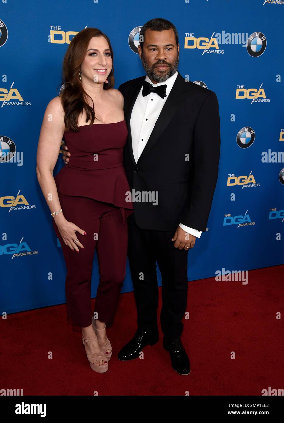 Chelsea Peretti, left, and Jordan Peele arrive at the 70th annual ...