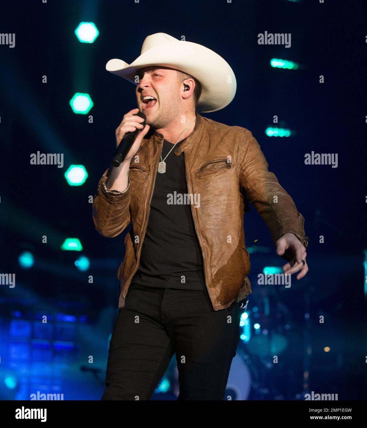 Justin Moore performs in concert during his "Hell On A Highway Tour" at ...