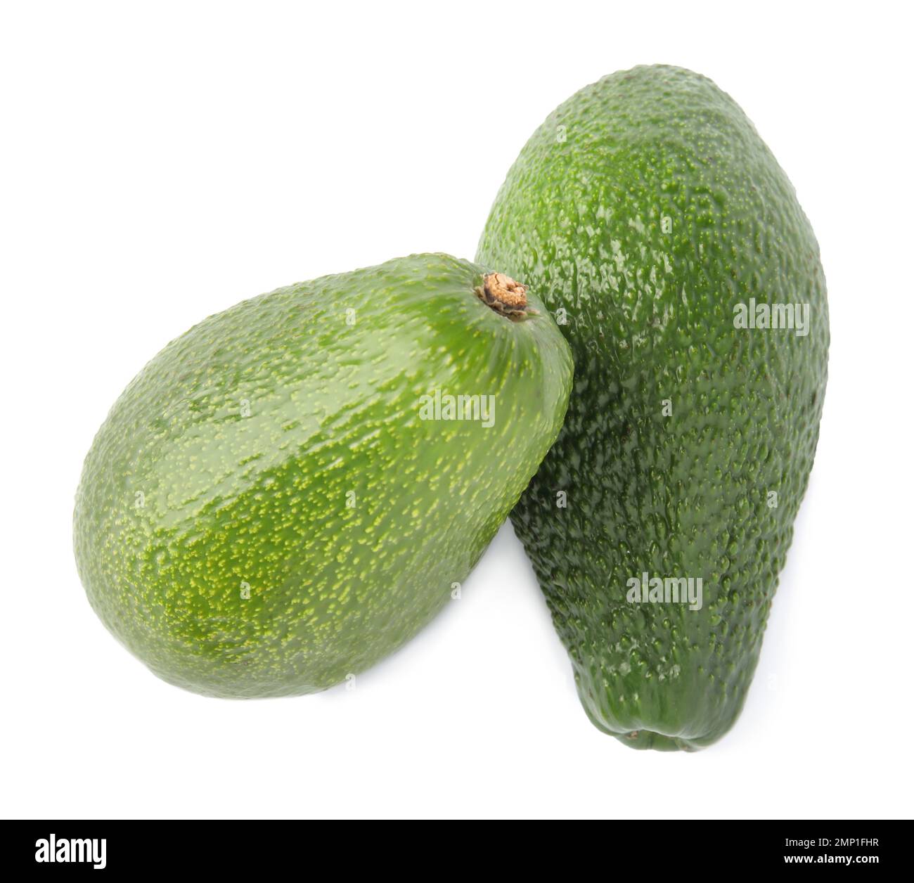 Tasty ripe avocados on white background, top view. Tropical fruit Stock ...