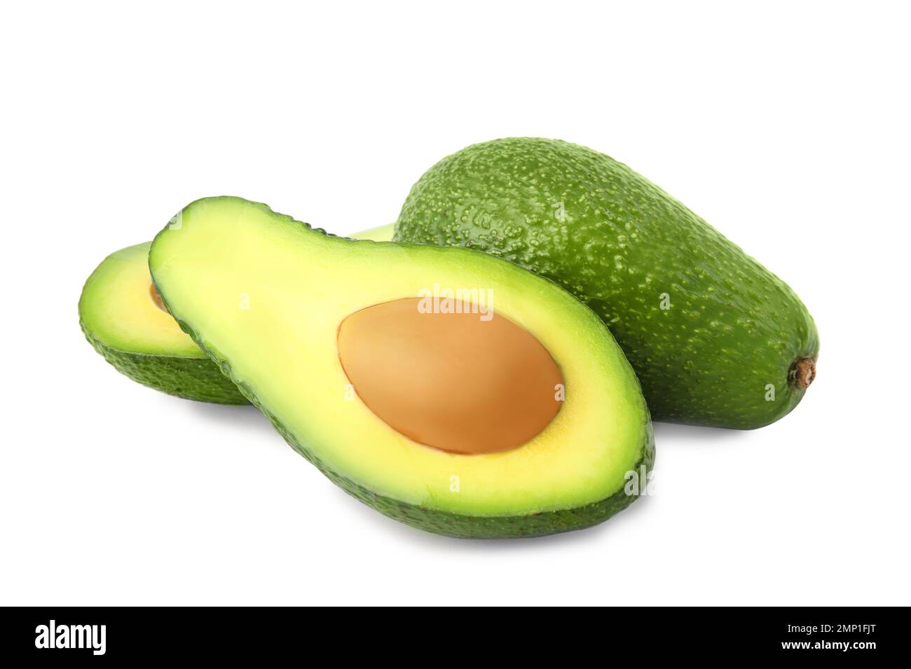 Tasty ripe avocados on white background. Tropical fruit Stock Photo - Alamy