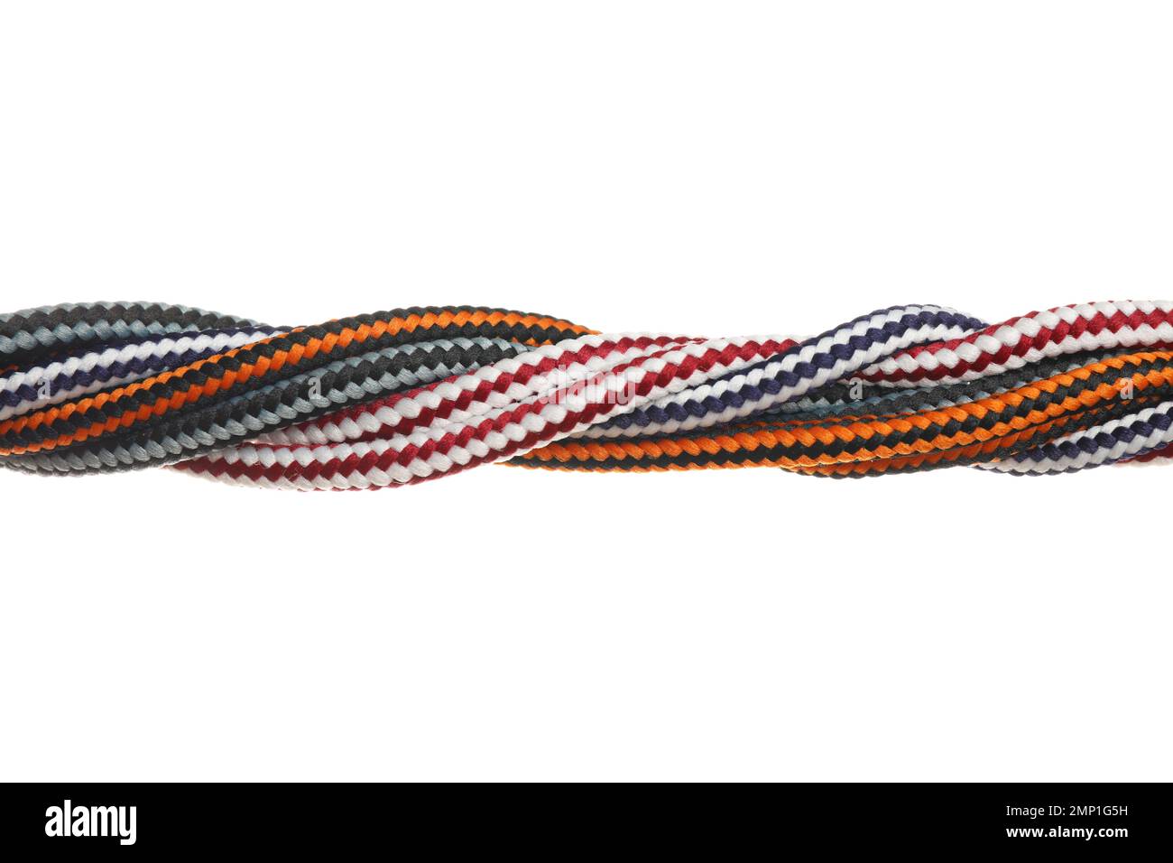 Twisted colorful ropes isolated on white. Unity concept Stock Photo - Alamy