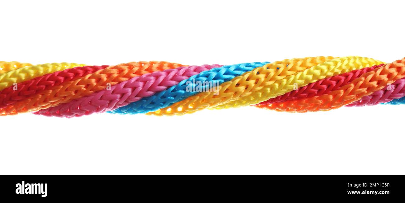 Twisted colorful ropes isolated on white. Unity concept Stock Photo - Alamy