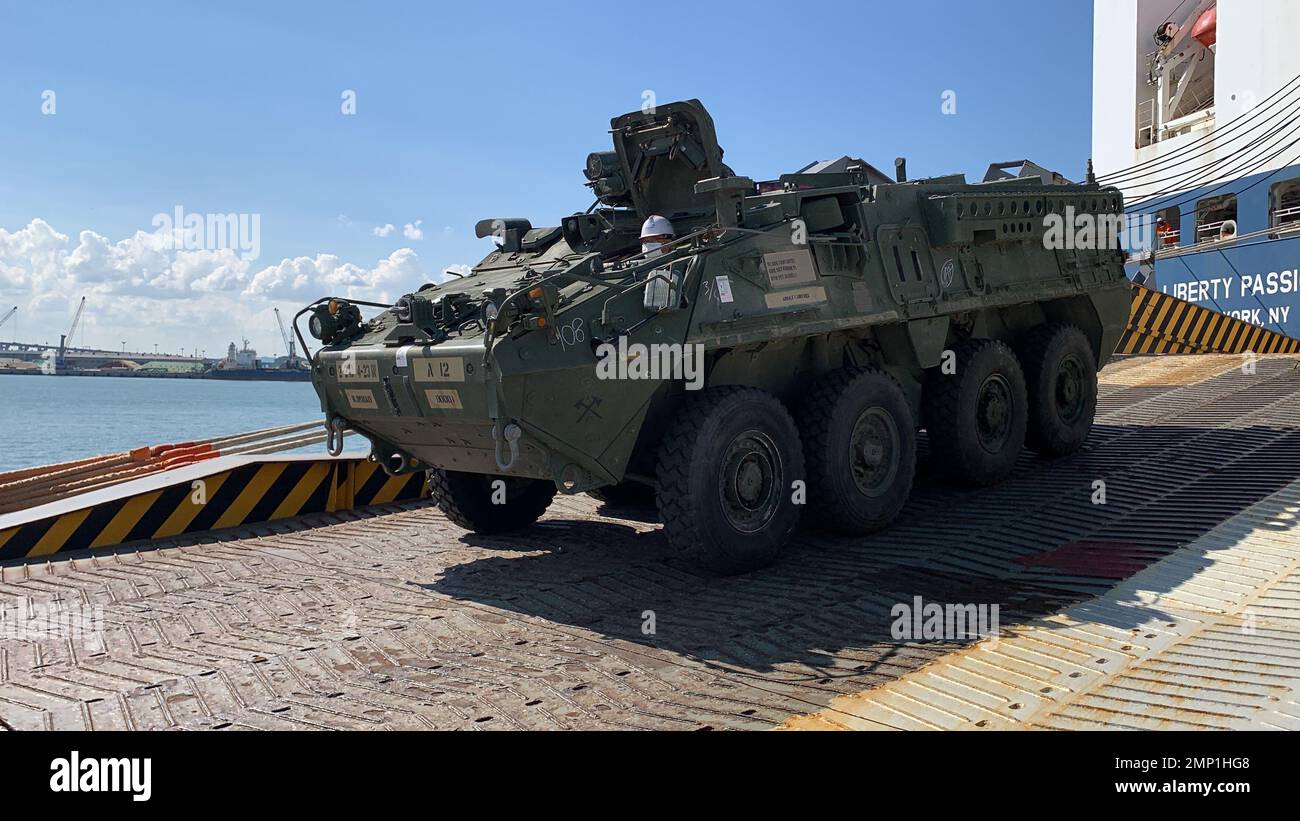 A Stryker vehicles belonging to 2nd Stryker Brigade Combat Team, 2nd ...
