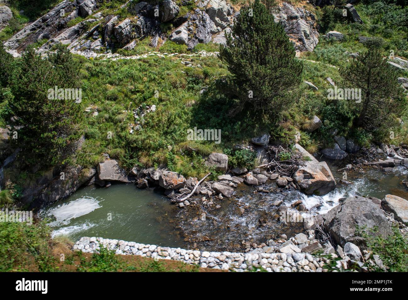 Mountain landscape, views from the window. Nuria to Queralbs, Cogwheel ...