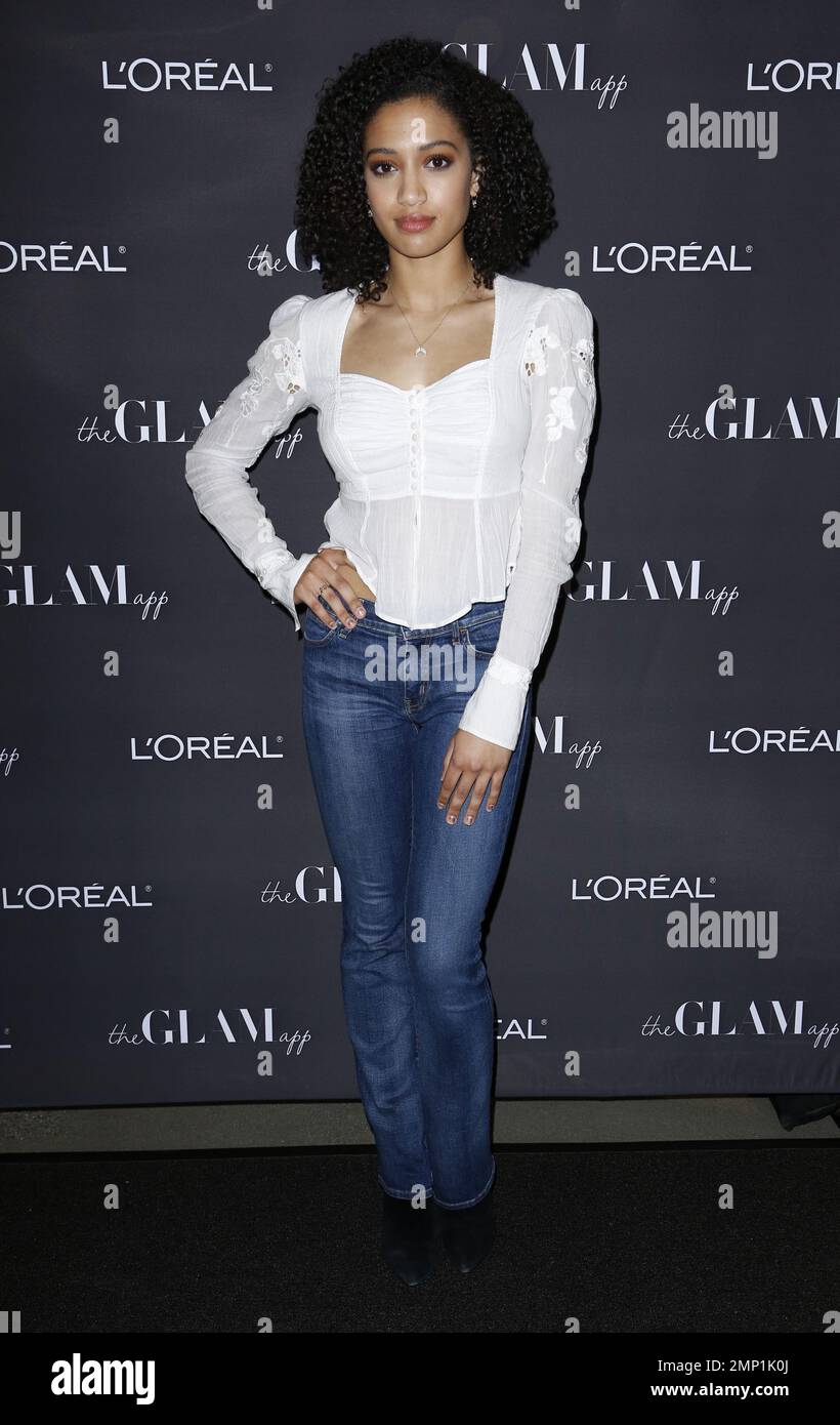 Samantha Logan attends the Celebration of The Glam App's Re-launch at ...