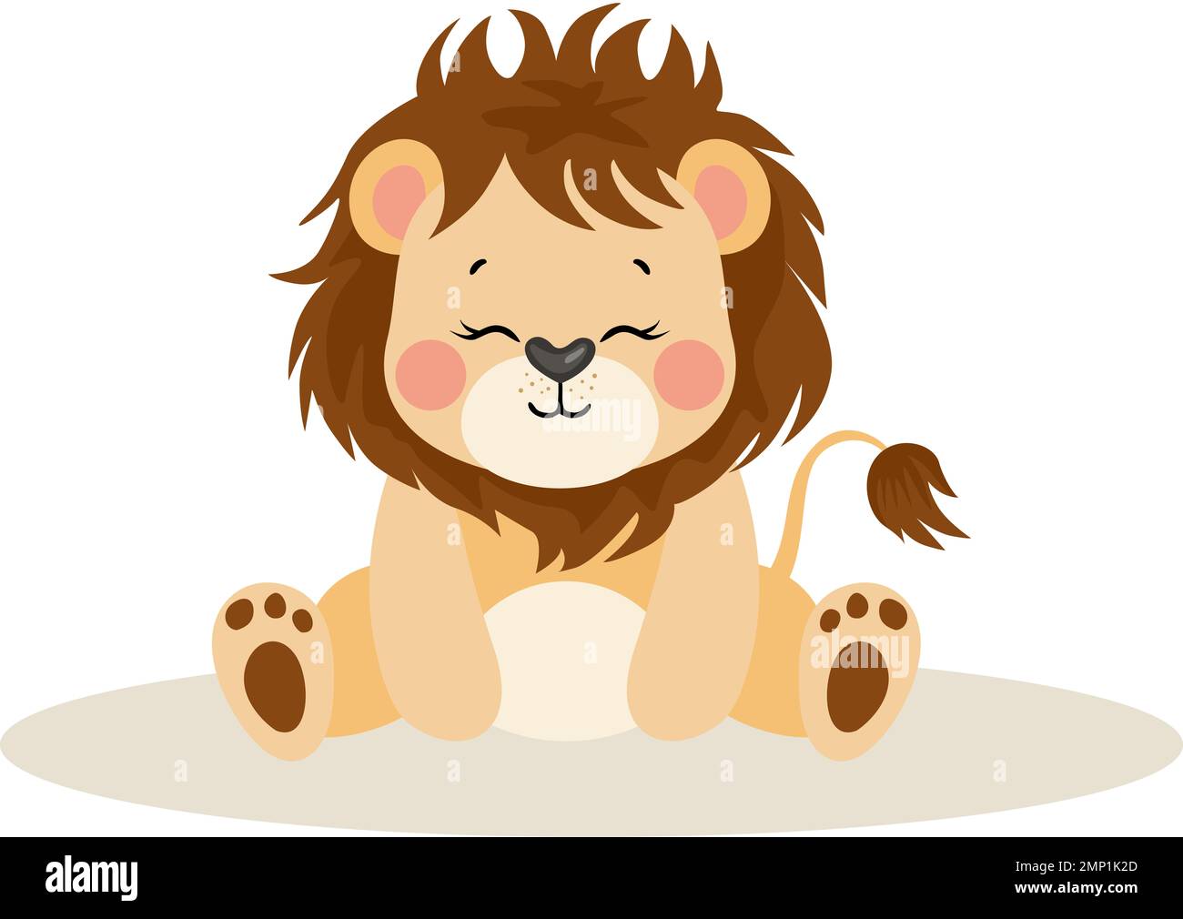 Cute happy lion sitting isolated Stock Photo - Alamy