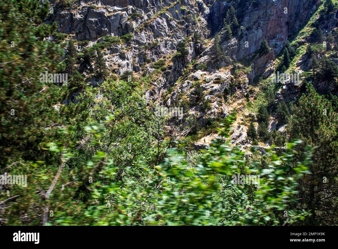 Mountain landscape, views from the window. Nuria to Queralbs, Cogwheel ...