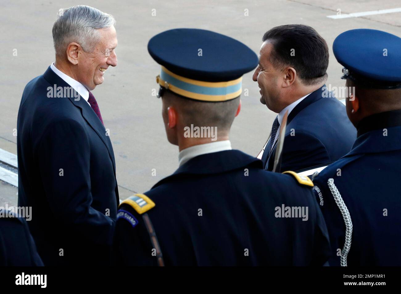 Defense Secretary Jim Mattis, left, greets Ukraine's Minister of ...