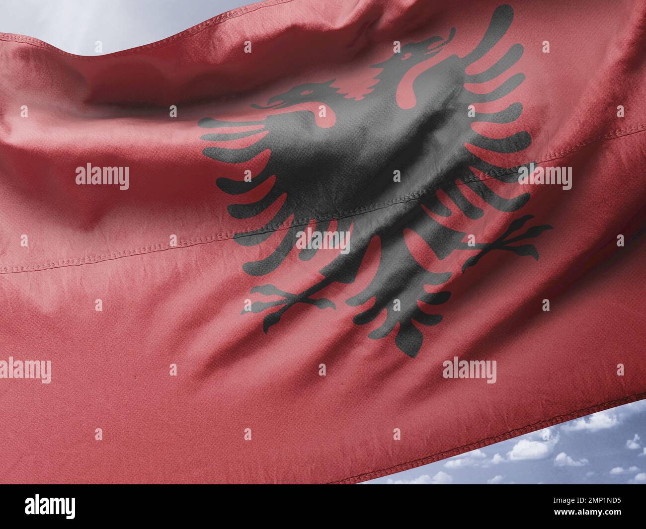Albania Flag, fabric, realistic, waving Stock Photo - Alamy
