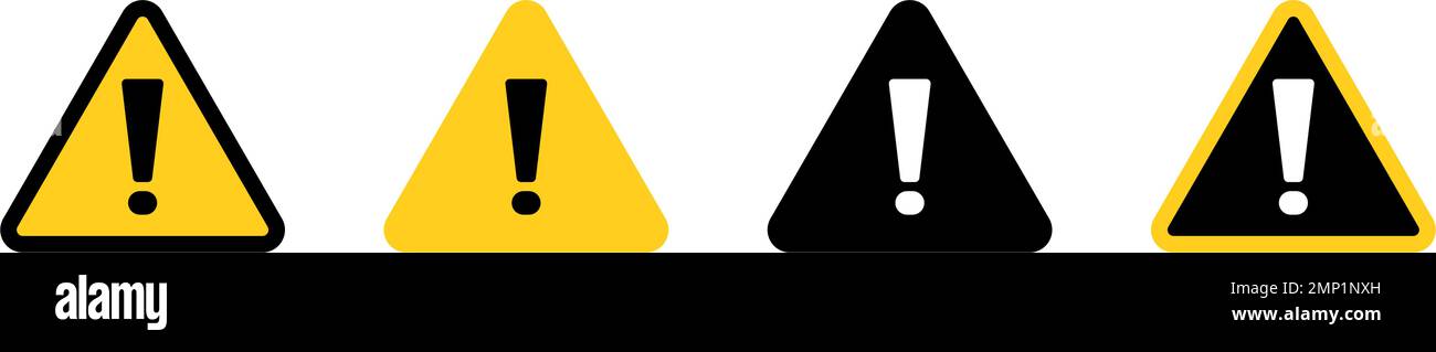 Triangle Attention Icon Set. Danger and warning. Exclamation point icons. Editable vector Stock ...
