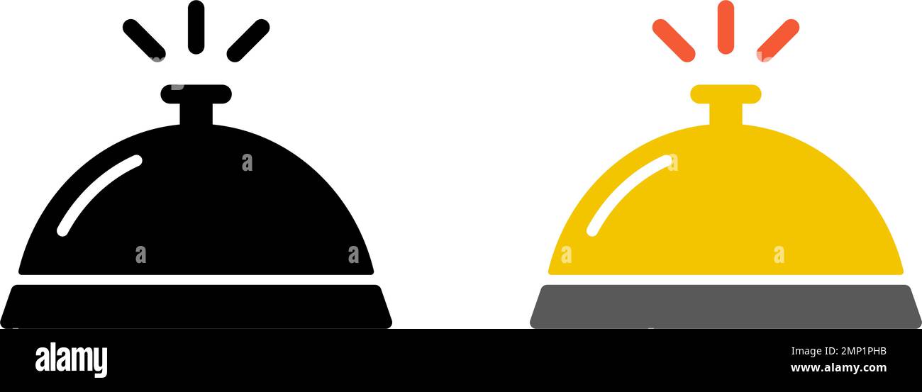Reception bell icon set. Desk bell. Hotel bell. Editable vector Stock ...