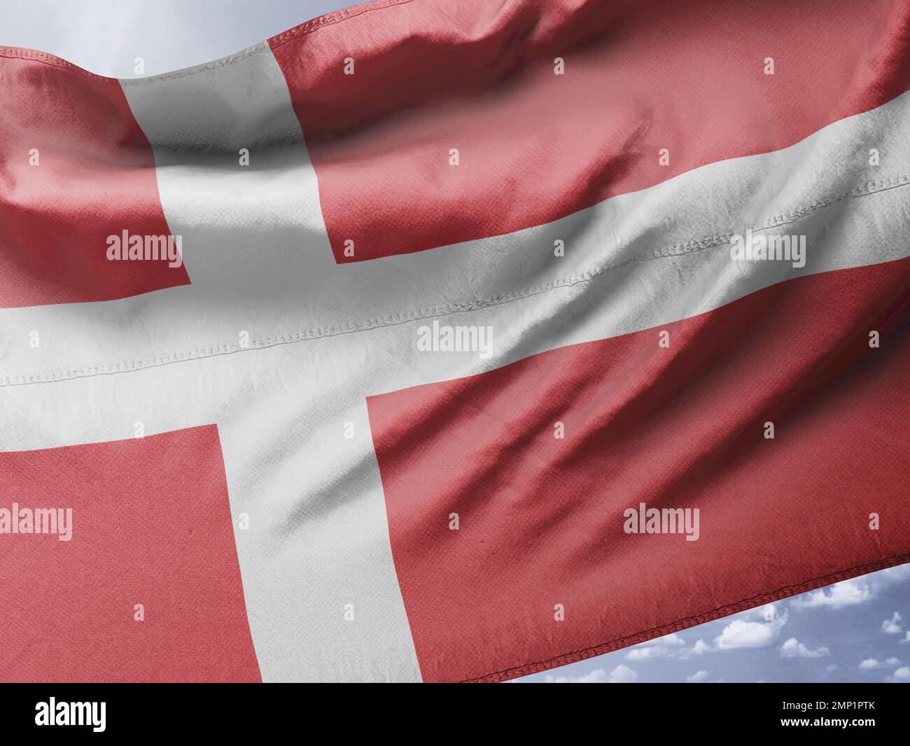 Waving Denmark flag, Denmark fabric flag, realistic Stock Photo - Alamy