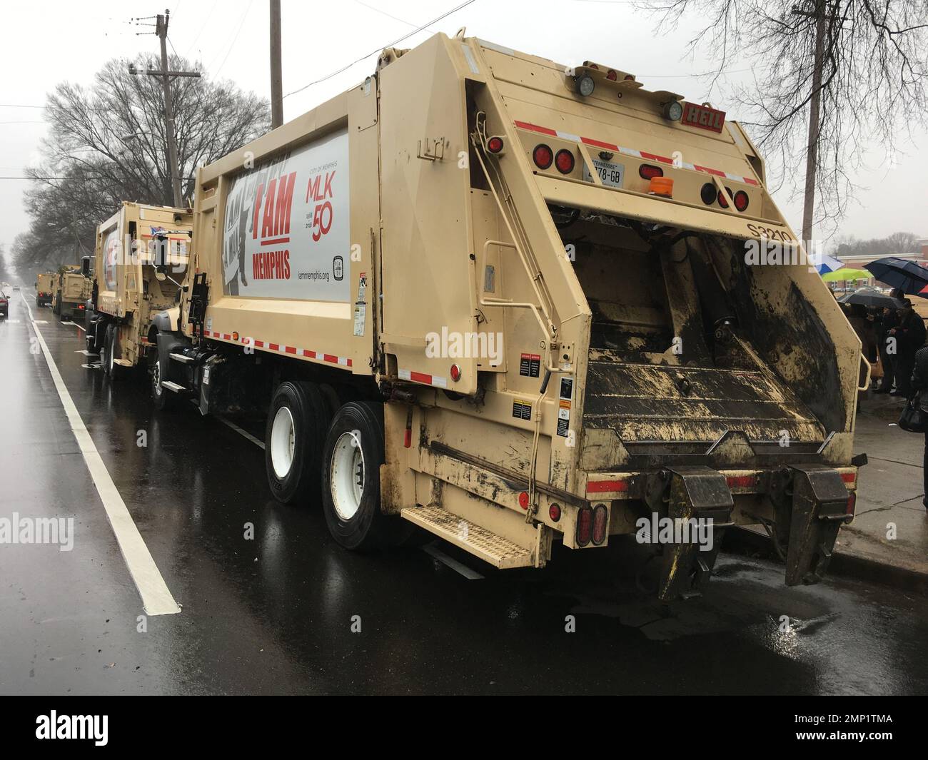A garbage truck pays tribute to a campaign honoring a sanitation ...