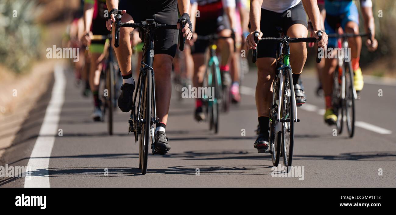 Cycling competition,cyclist athletes riding a race at high speed Stock ...