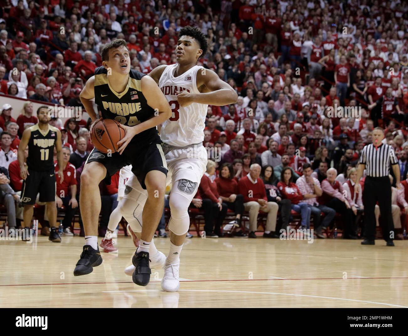 Purdue's Grady Eifert shoots against Indiana's Justin Smith during the ...