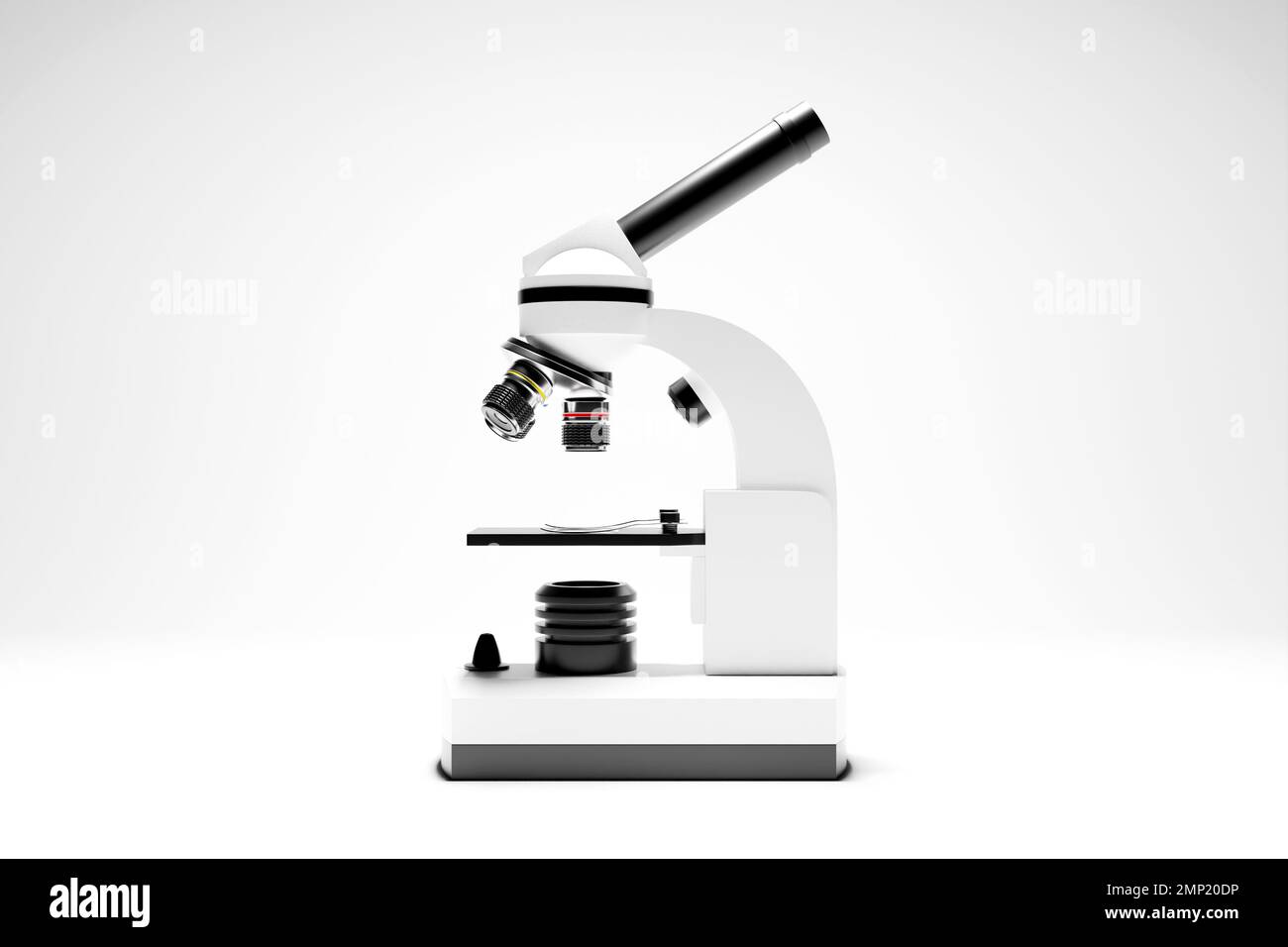 Realistic 3d microscope on white background, laboratory equipment ...