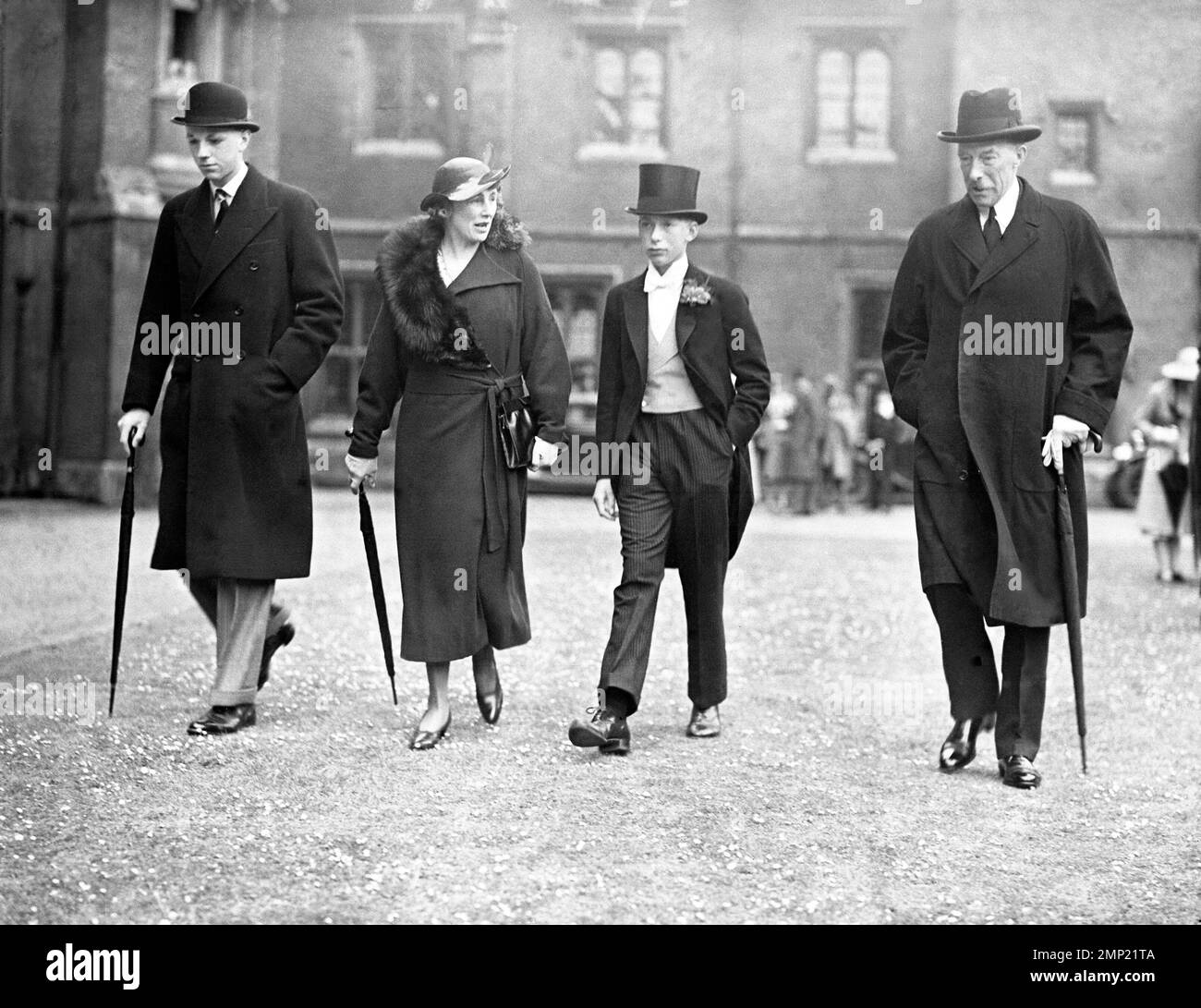 Lord Harewood and his son Viscount Lascelles arriving for the fourth of ...
