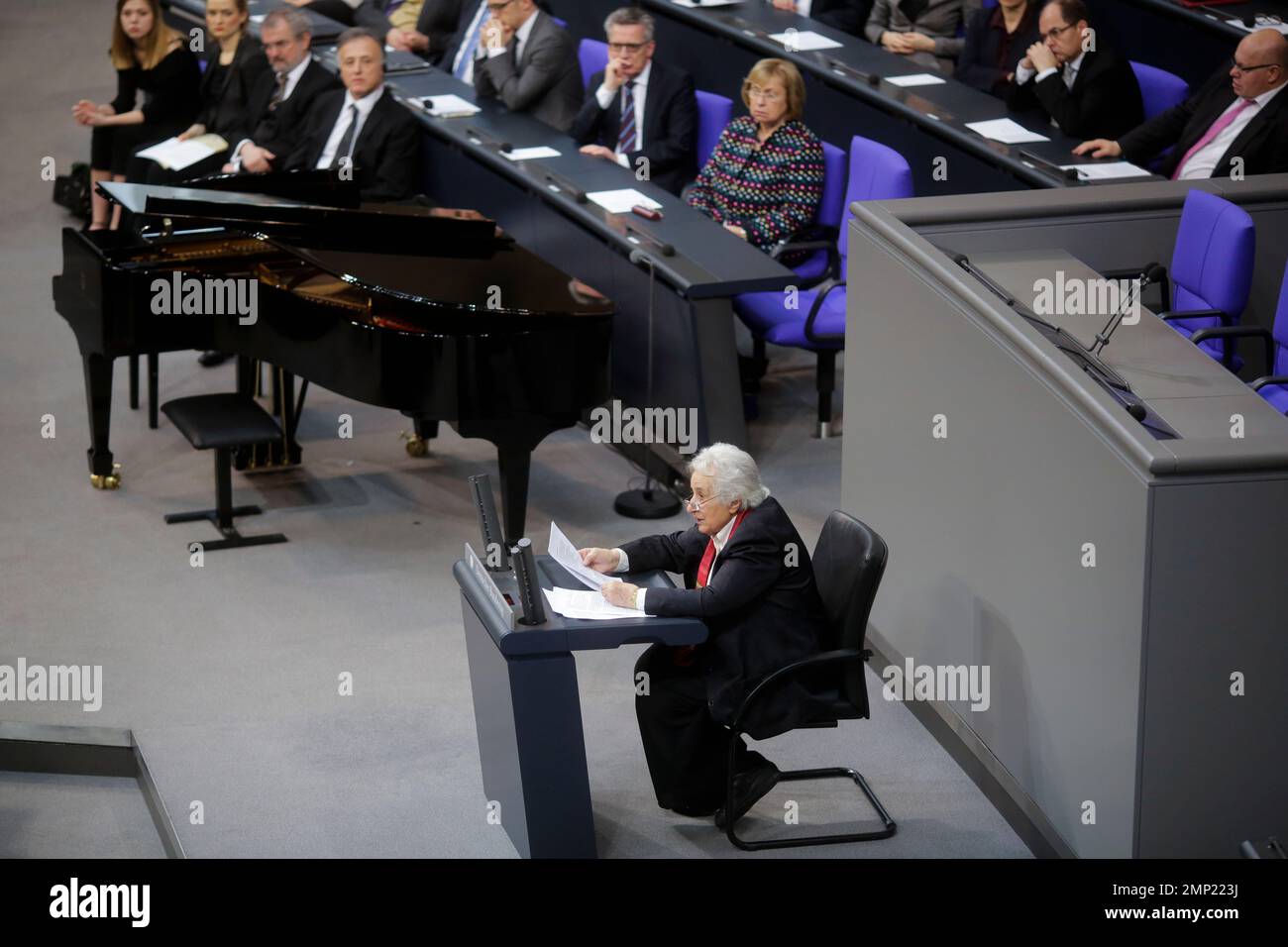 Holocaust survivor Anita Lasker Wallfisch delivers her speech during a ...